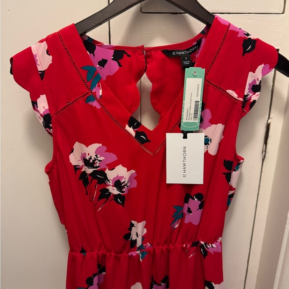 41 Hawthorn | Dresses | 4 Hawthorn Red And Pink Floral Scallop Dress ...